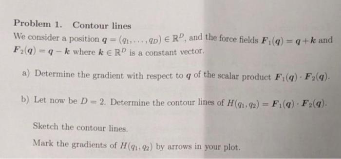 Solved Problem 1. Contour lines We consider a position | Chegg.com