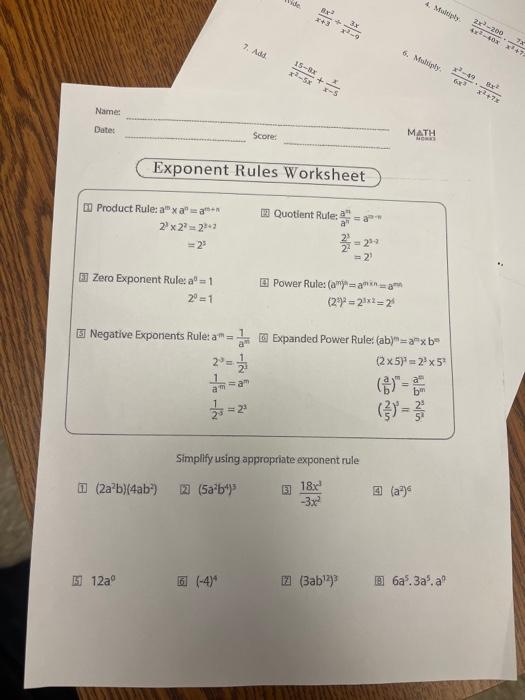 Solved E1 Product Rule: a∞×an=am+n 22×22=22+2=25 [81. Zera | Chegg.com