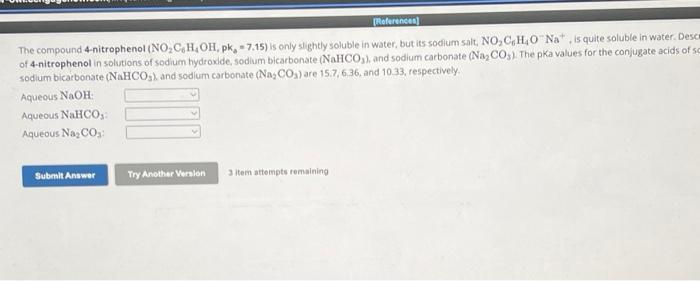 Solved [References] The compound 4-nitrophenol (NO₂ C6H4 OH, | Chegg.com