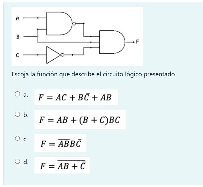 Solved Escoja la función que describe el circuito lógico | Chegg.com