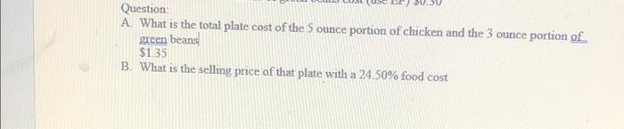 Solved Question: A. What is the total plate cost of the S | Chegg.com