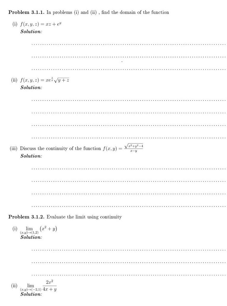 Solved Problem 3.1.1. In problems (i) and (ii), find the | Chegg.com