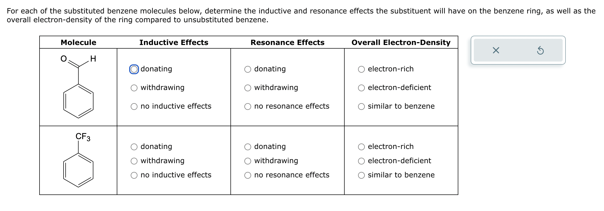 Solved For each of the substituted benzene molecules below, | Chegg.com