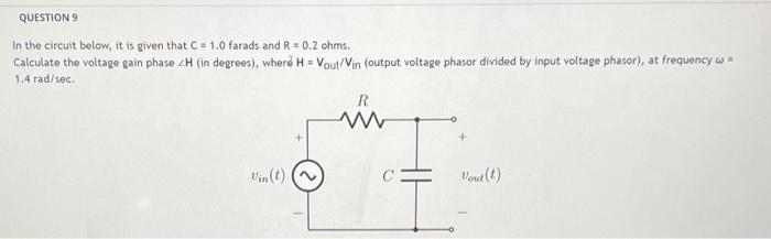 Solved In the circuit below, it is given that C=1.0 farads | Chegg.com
