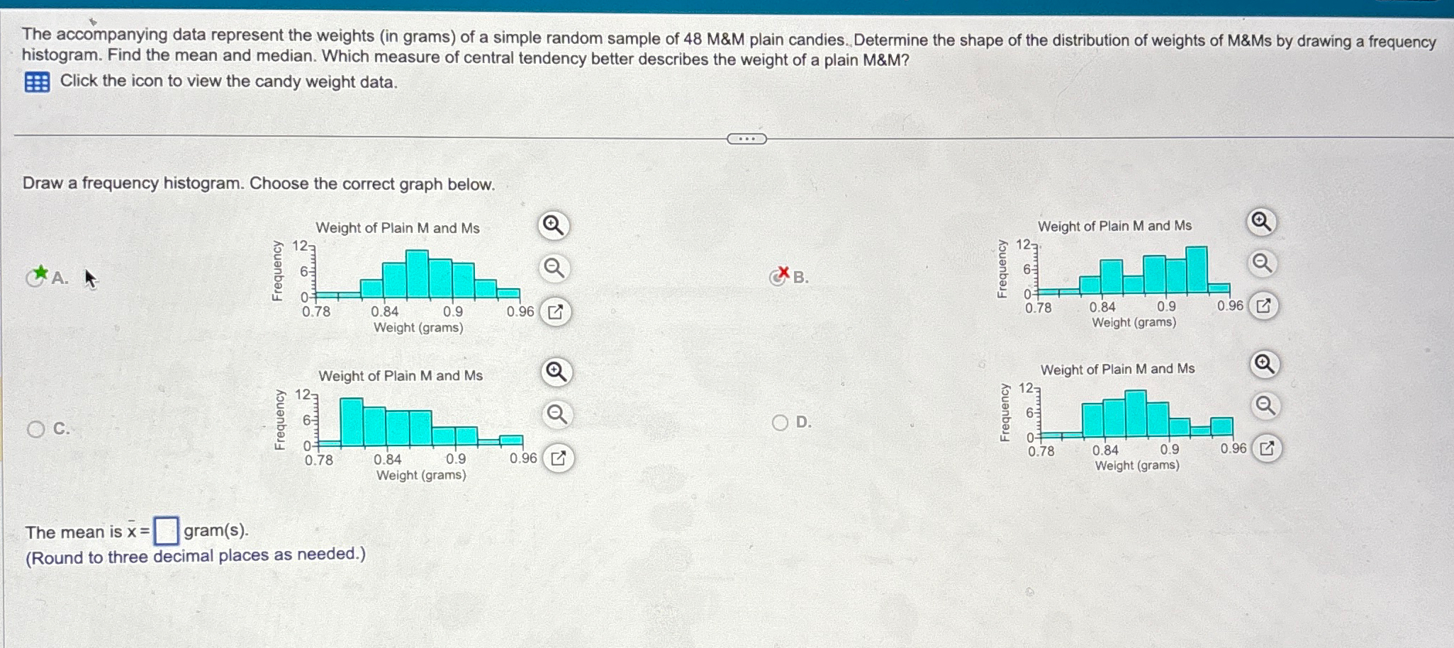 The accompanying data represent the weights (in | Chegg.com