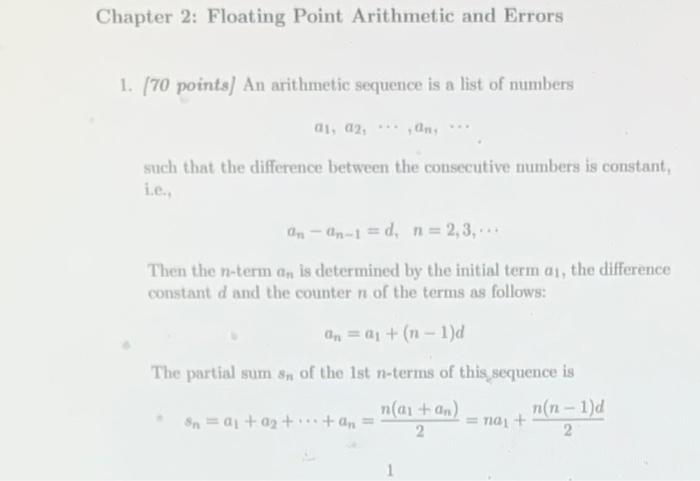 Solved Chapter 2: Floating Point Arithmetic and Errors 1. | Chegg.com