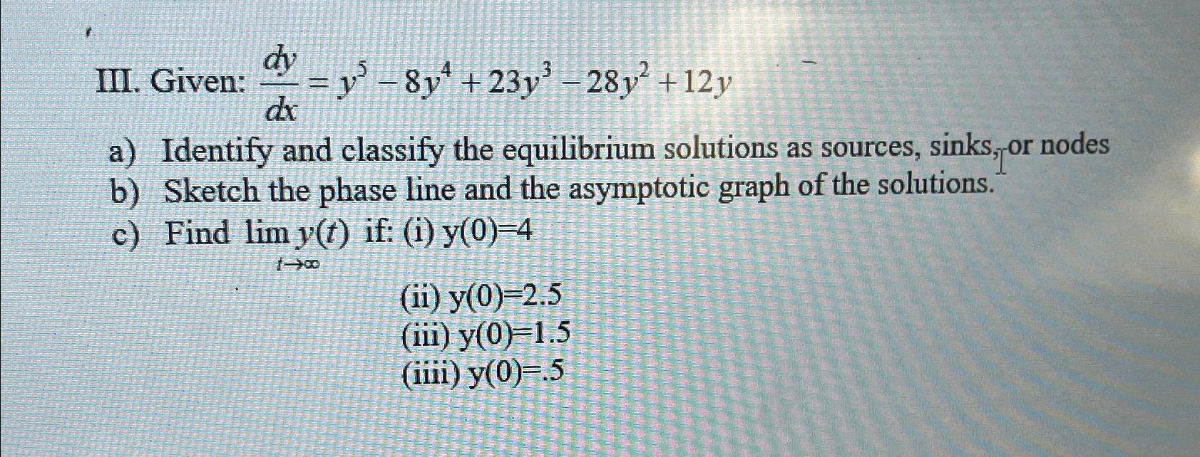 Solved III. Given: | Chegg.com