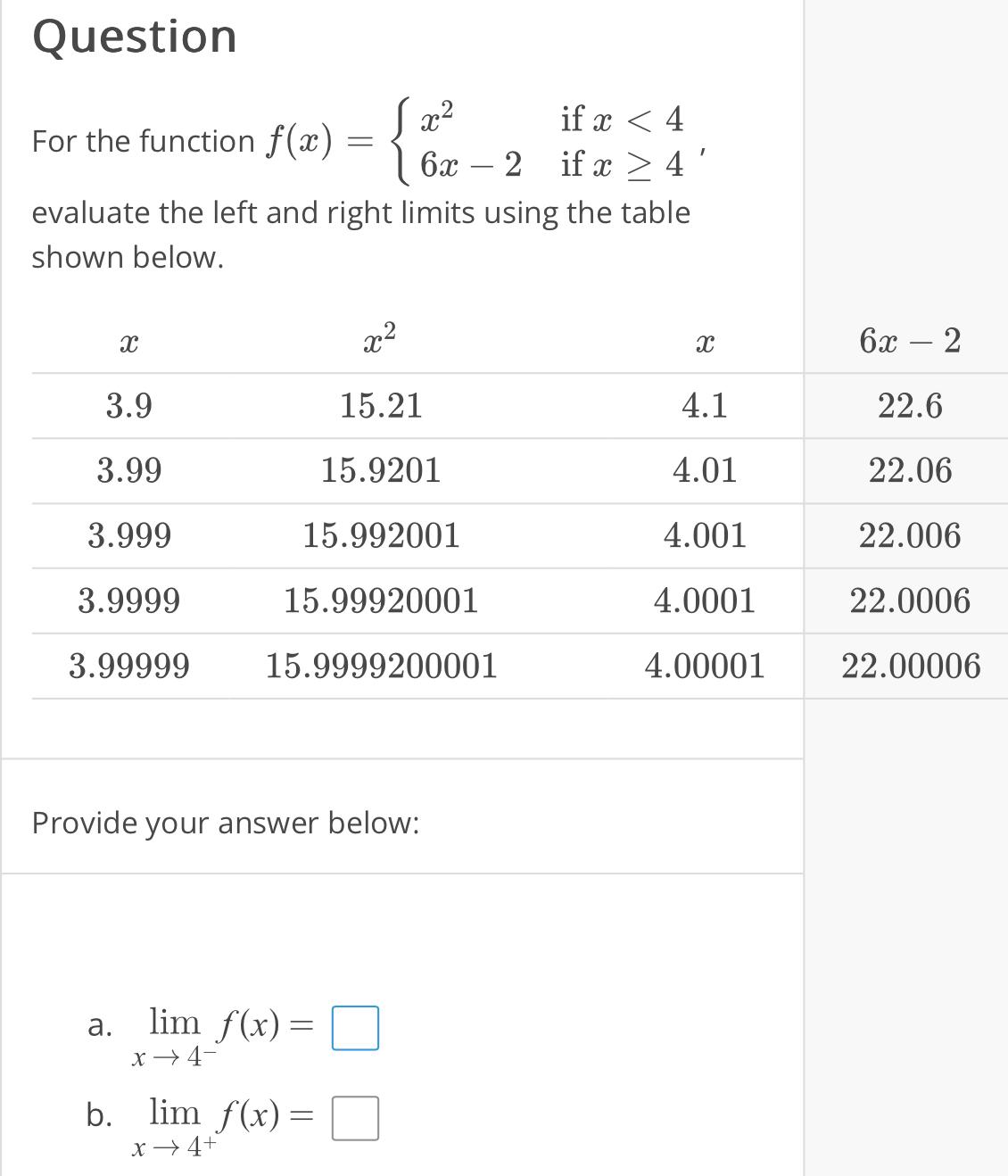 Solved QuestionFor the function f(x)={x2 if x