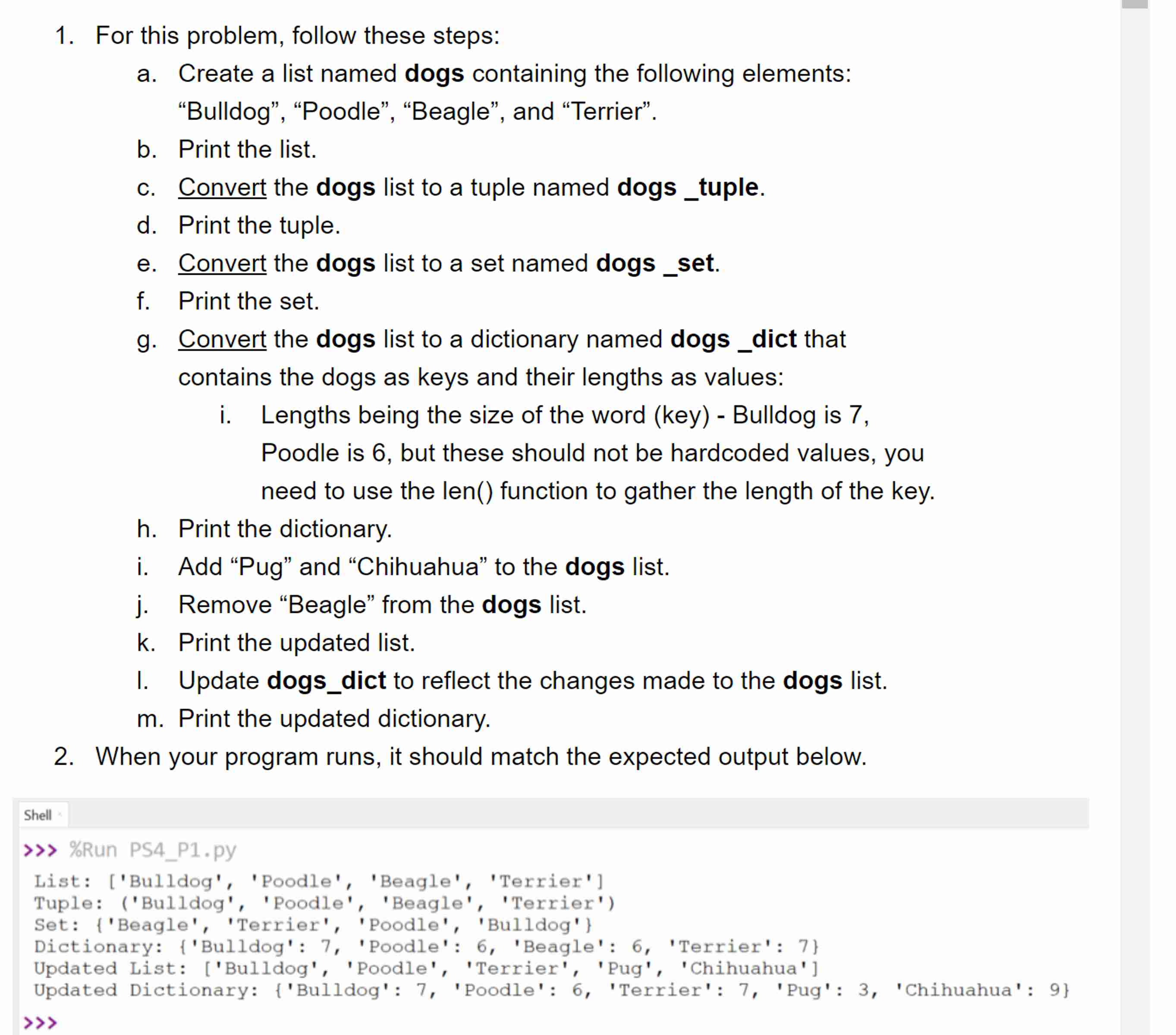 For this problem, follow these steps:Create a list | Chegg.com