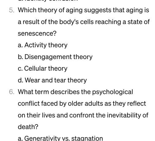 Solved Which theory of aging suggests that aging is a result | Chegg.com Solved Which theory of aging suggests that aging is a result | Chegg.com