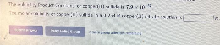 Solved The Solubility Product Constant for copper(II) | Chegg.com