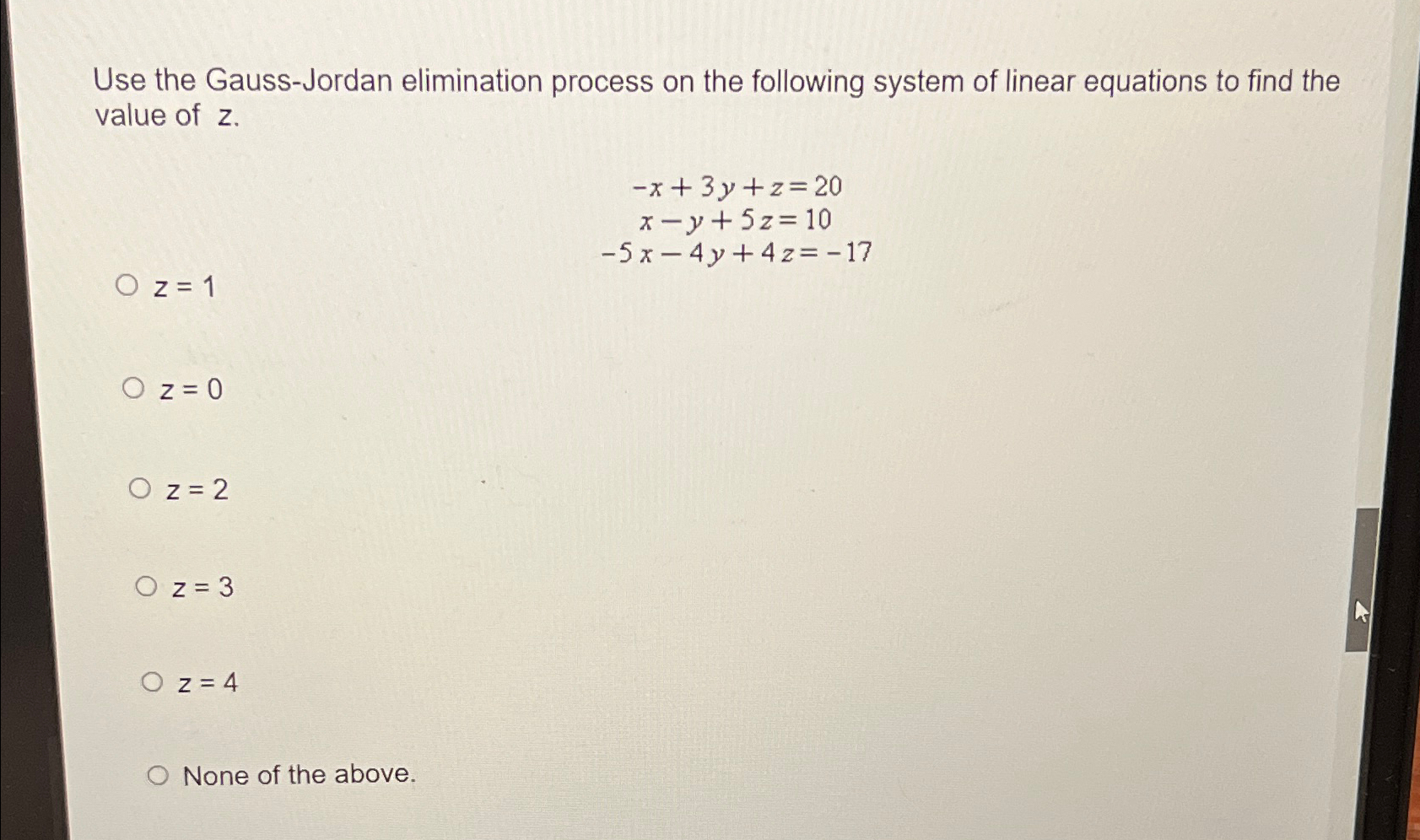 Solved Use the Gauss-Jordan elimination process on the | Chegg.com