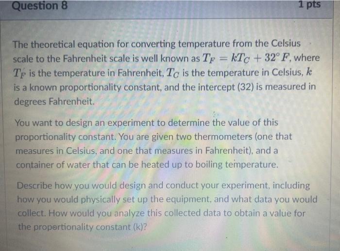 The theoretical equation for converting temperature | Chegg.com