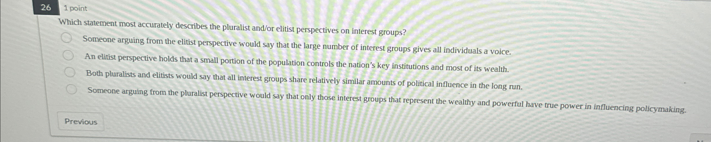 Solved 261 ﻿pointWhich statement most accurately describes | Chegg.com