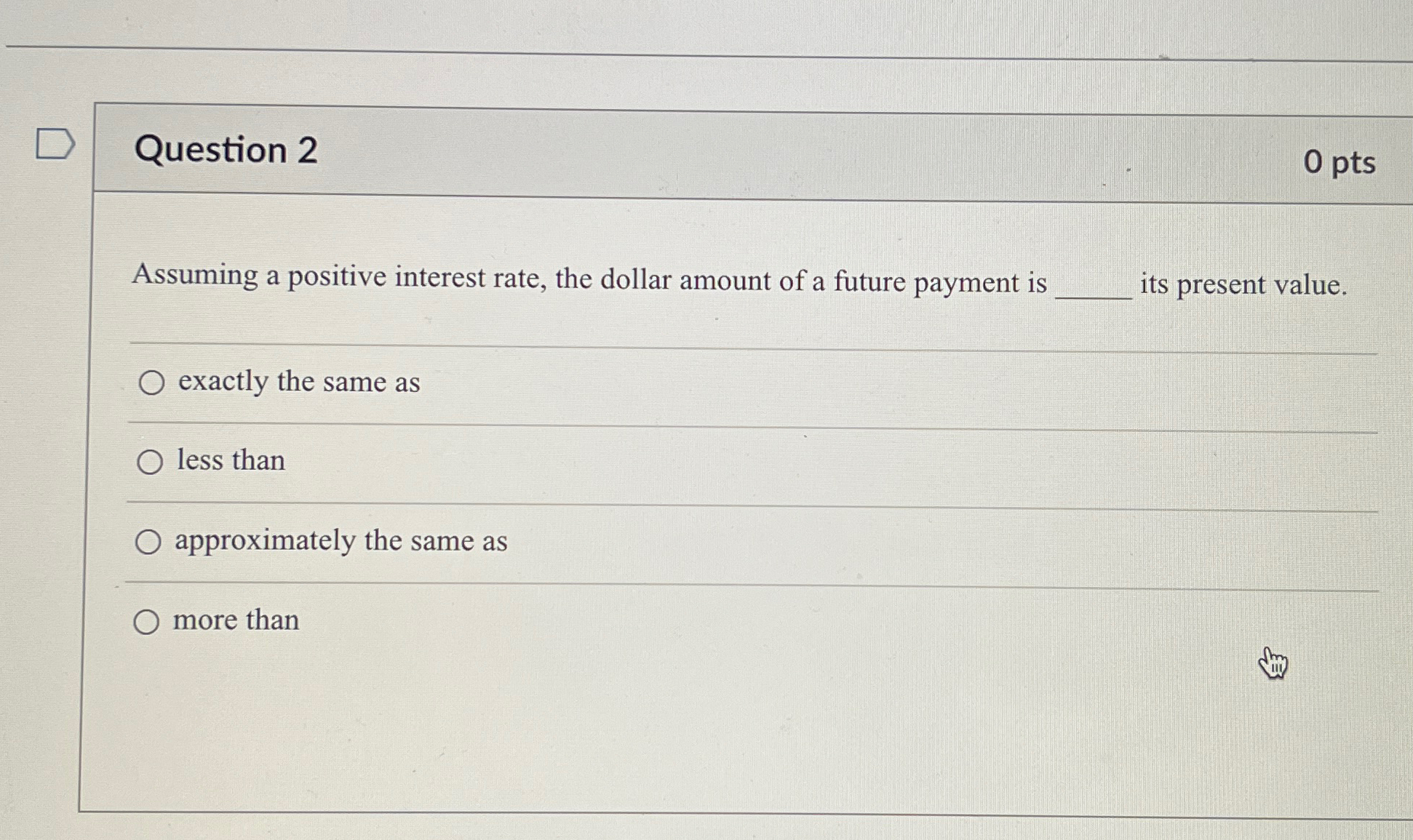 Solved Question 20 ﻿ptsAssuming a positive interest rate, | Chegg.com