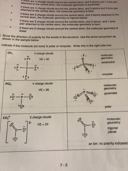 Solved atthere are 4 charge clouds around the central atom, | Chegg.com