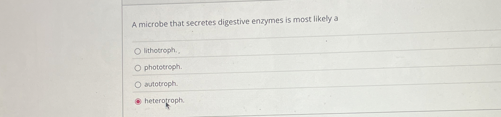 Solved A microbe that secretes digestive enzymes is most | Chegg.com