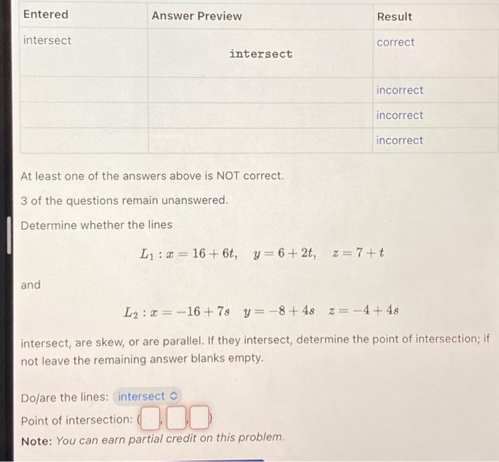 Solved Entered intersect Answer Preview and intersect At | Chegg.com