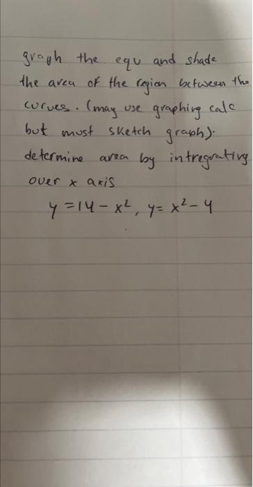 Solved gragh the equ and shade the area of the region | Chegg.com