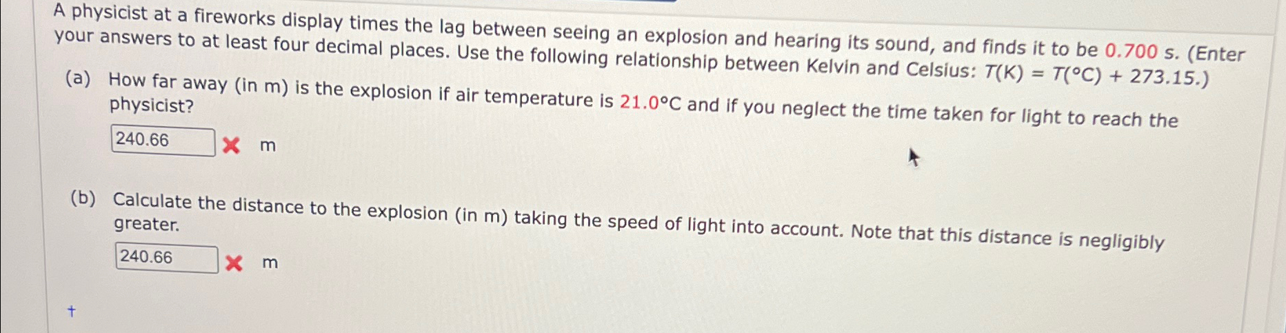 Solved A physicist at a fireworks display times the lag | Chegg.com