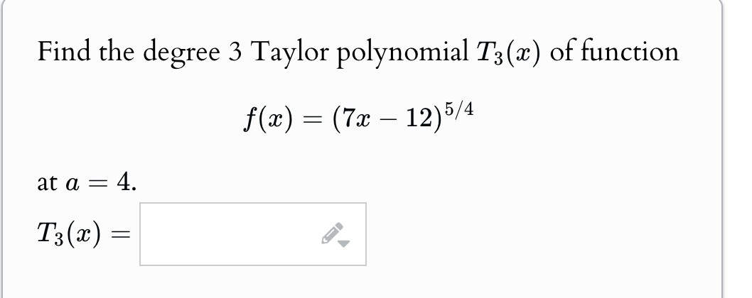 Solved Find the degree 3 ﻿Taylor polynomial T3(x) of | Chegg.com