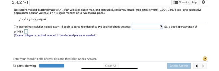 Solved 2.4.27-T Question Help Use Euler's method to | Chegg.com