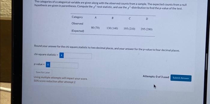 Solved The categories of a categorical variable are given | Chegg.com