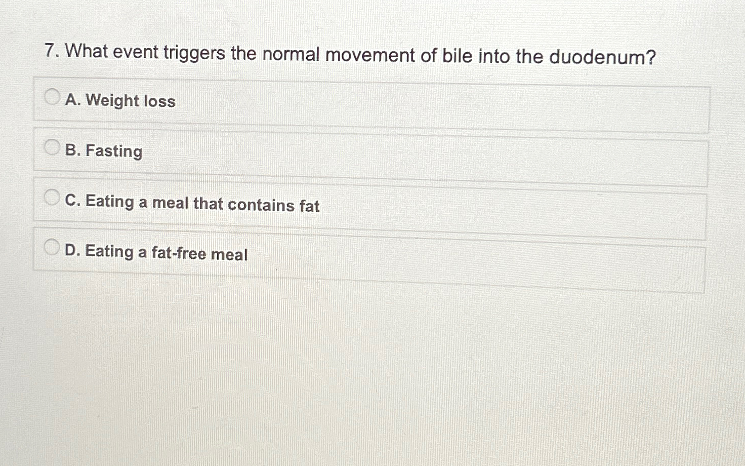 Solved What event triggers the normal movement of bile into | Chegg.com