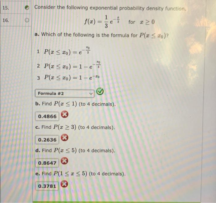 Solved Consider the following exponential probability | Chegg.com