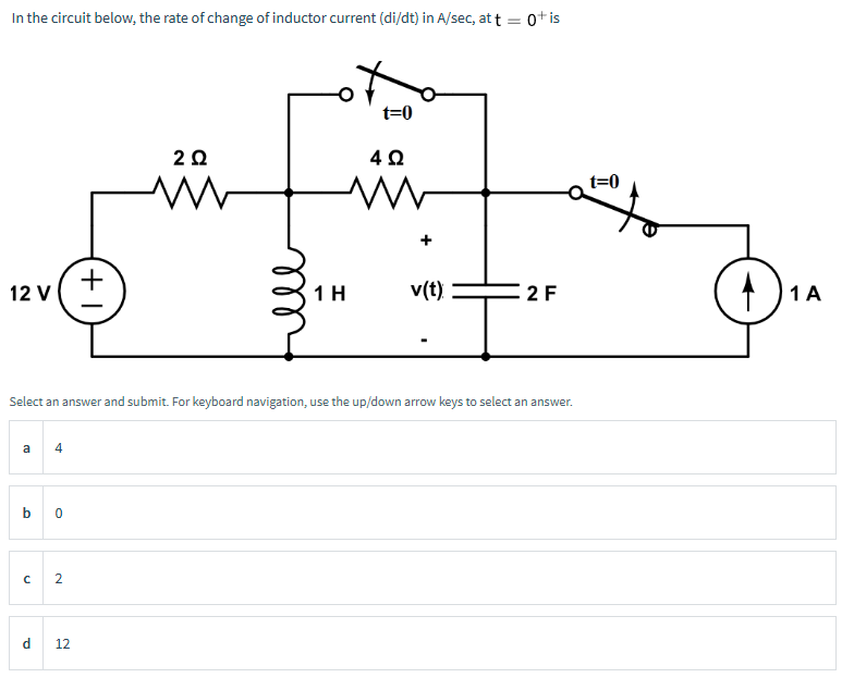 Solved In the circuit below, the rate of change of inductor | Chegg.com