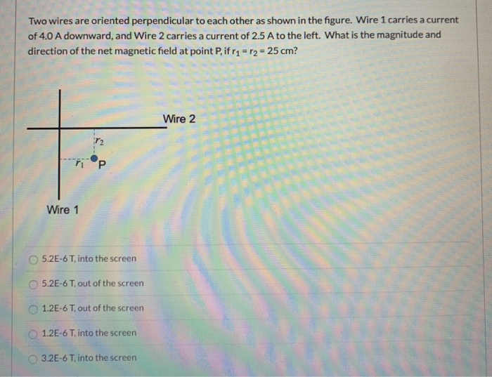 Solved Two wires are oriented perpendicular to each other as | Chegg.com
