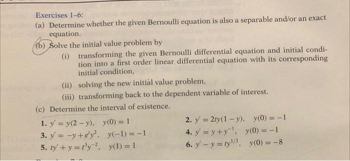 Solved Exercises 1-6: (a) Determine whether the given | Chegg.com
