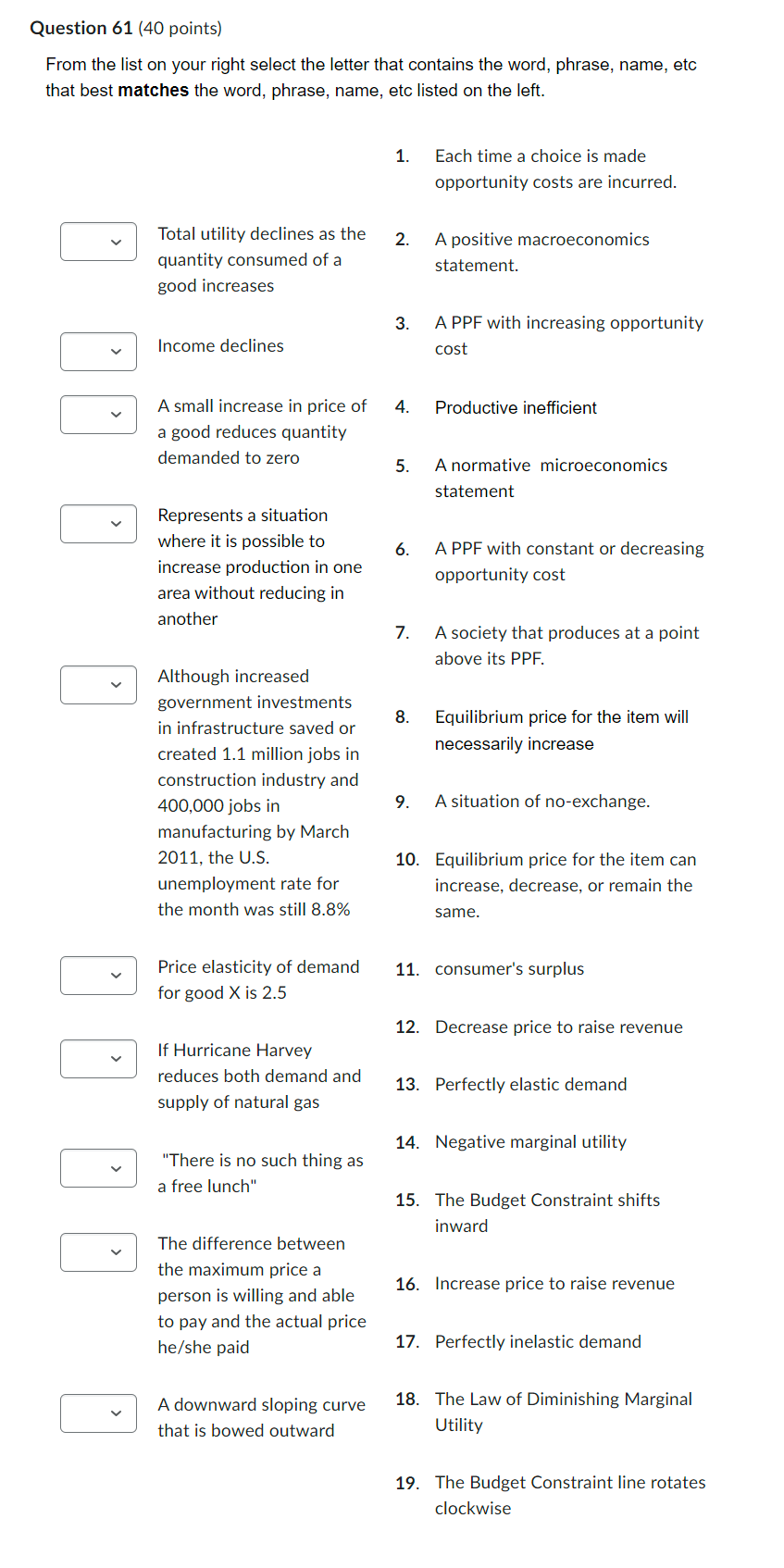 Solved Question 61 (40 ﻿points)From the list on your right | Chegg.com