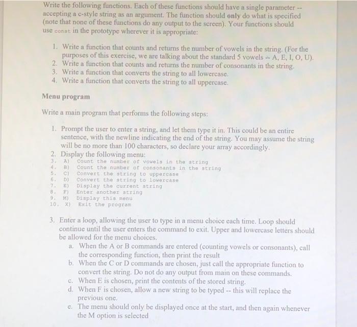 Solved Write the following functions. Each of these | Chegg.com