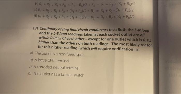 Solved b) R1+R2:R1+Rn:(R1+Rn)/2:R2=R1+R2+(R1+Rn)/2 c) | Chegg.com