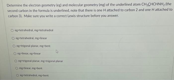 Solved Determine The Electron Geometry Eg And Molecular