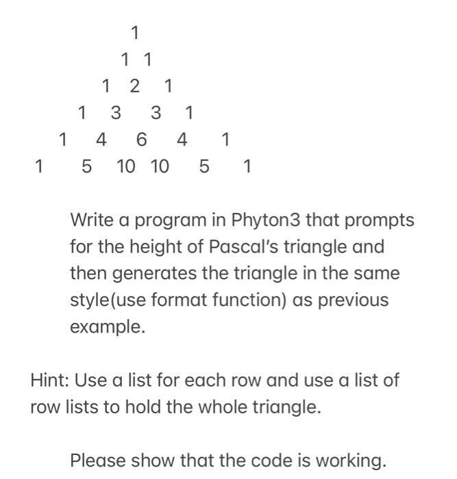 Solved Pascal's triangle is a geometric arrangement of sums | Chegg.com