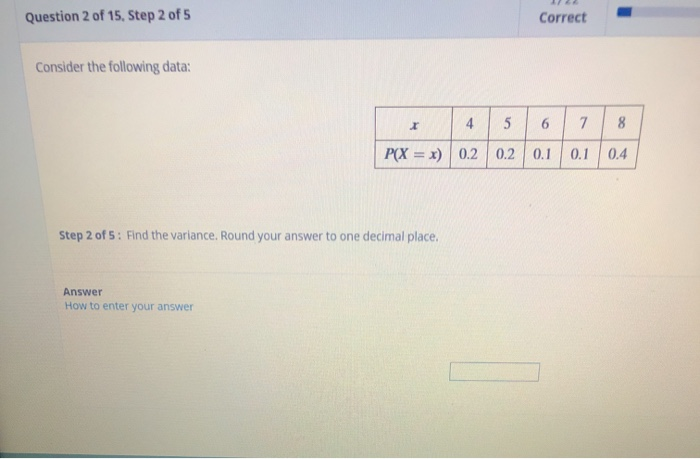 Solved Consider the following data: Find the variance. round | Chegg.com