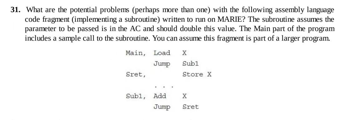 Solved 31. What are the potential problems (perhaps more | Chegg.com