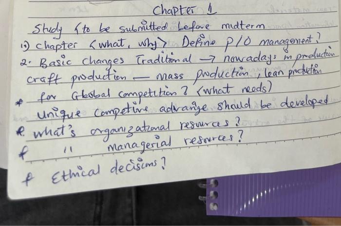 Solved Chapter I Study ito be submitted before midterm 1.) | Chegg.com