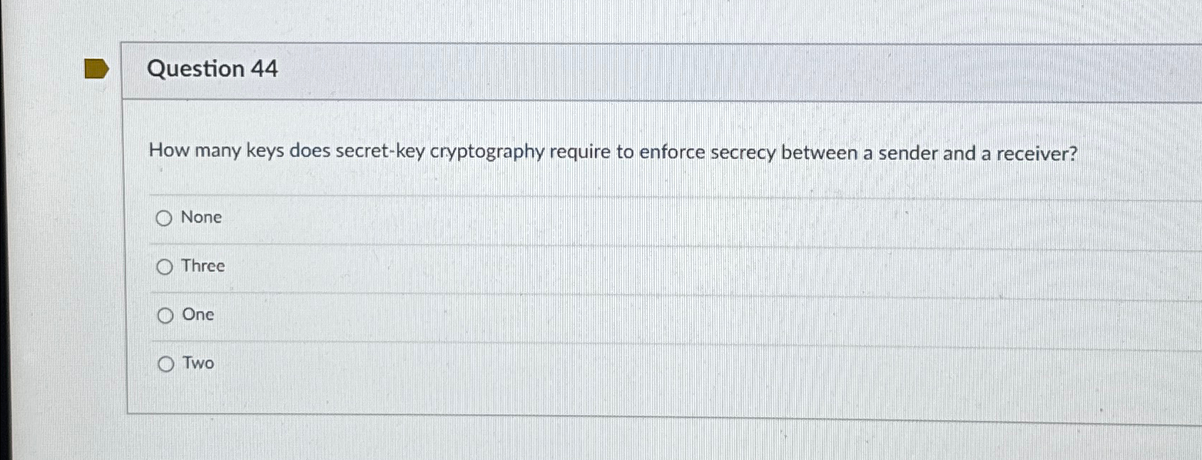 Solved Question 44How many keys does secret-key cryptography | Chegg.com