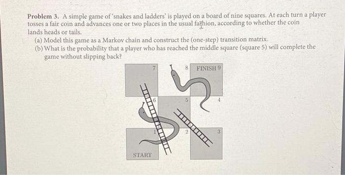 Solved Problem 3. A simple game of snakes and ladders' is | Chegg.com