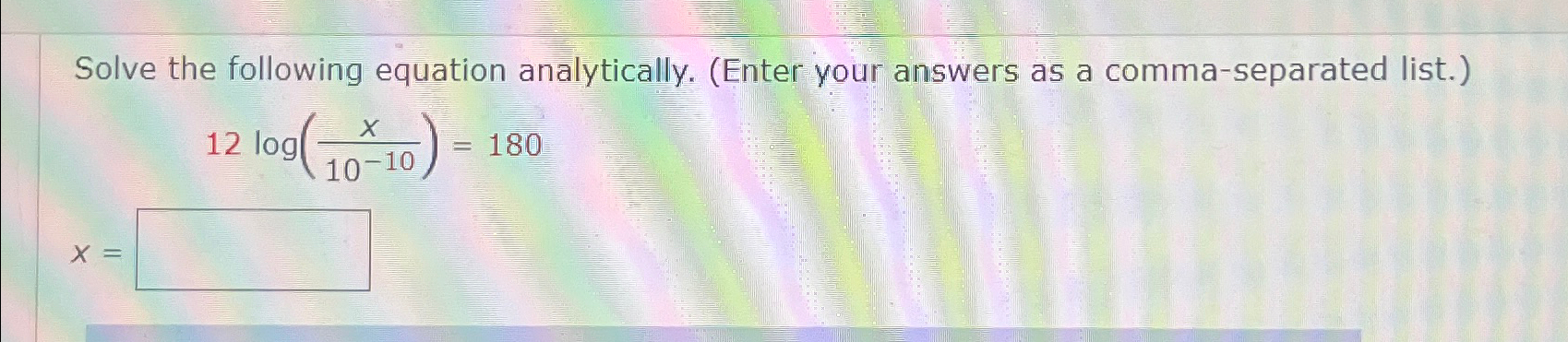Solved Solve the following equation analytically. (Enter | Chegg.com