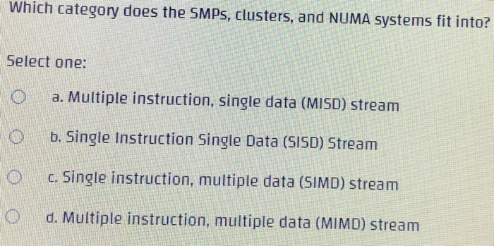 Solved Which category does the SMPs, clusters, and NUMA | Chegg.com