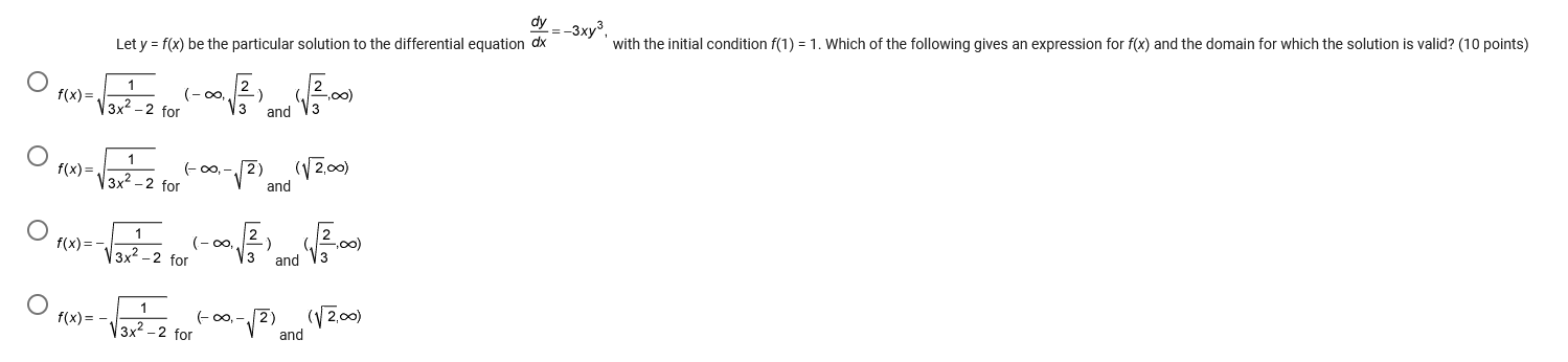 Solved Let y=f(x) be the particular solution to the | Chegg.com