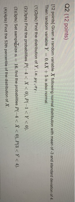 Solved Q2 (12 points) [12 points) Given a random variable X | Chegg.com