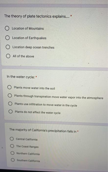Solved The theory of plate tectonics explains.... * O | Chegg.com