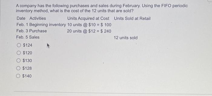 Solved A company has the following purchases and sales | Chegg.com