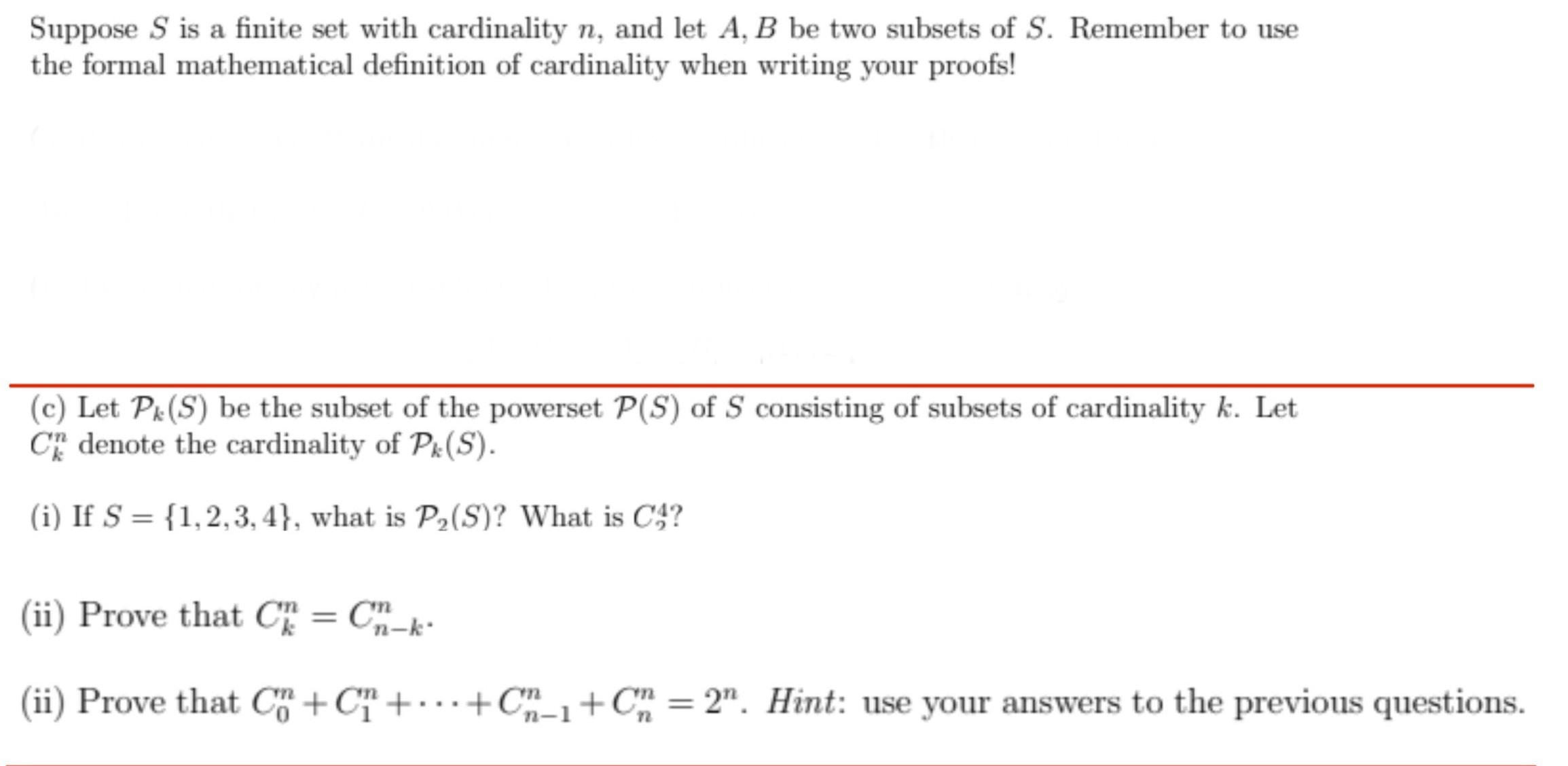 Solved Suppose S ﻿is a finite set with cardinality n, ﻿and | Chegg.com