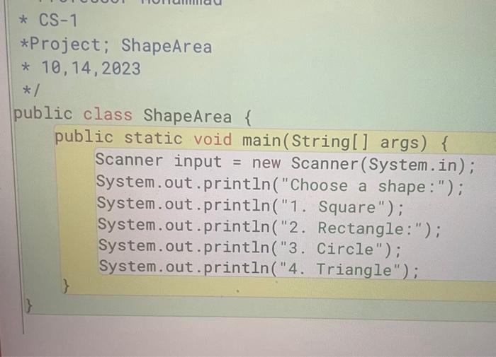 Solved Demonstrat OOP for the shap project using | Chegg.com